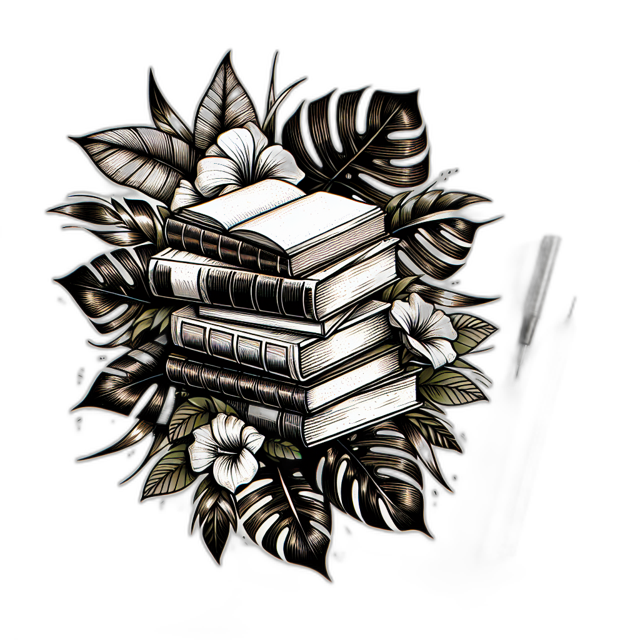 Stack Of Books Tattoo Design